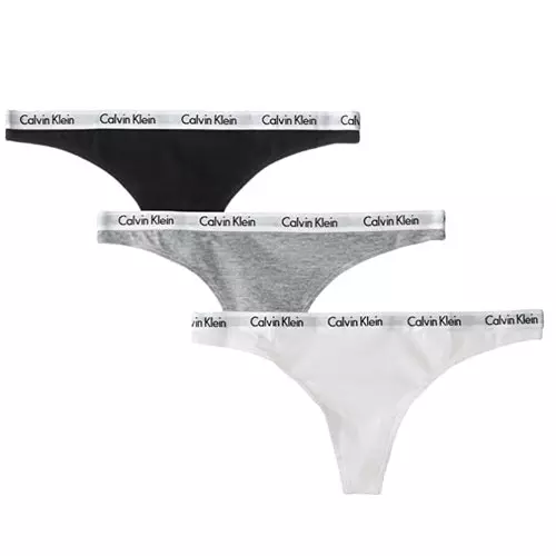 Calvin Klein Awọn obinrin Carousel Logo Owu-Thong Panty (Apapọ 3)