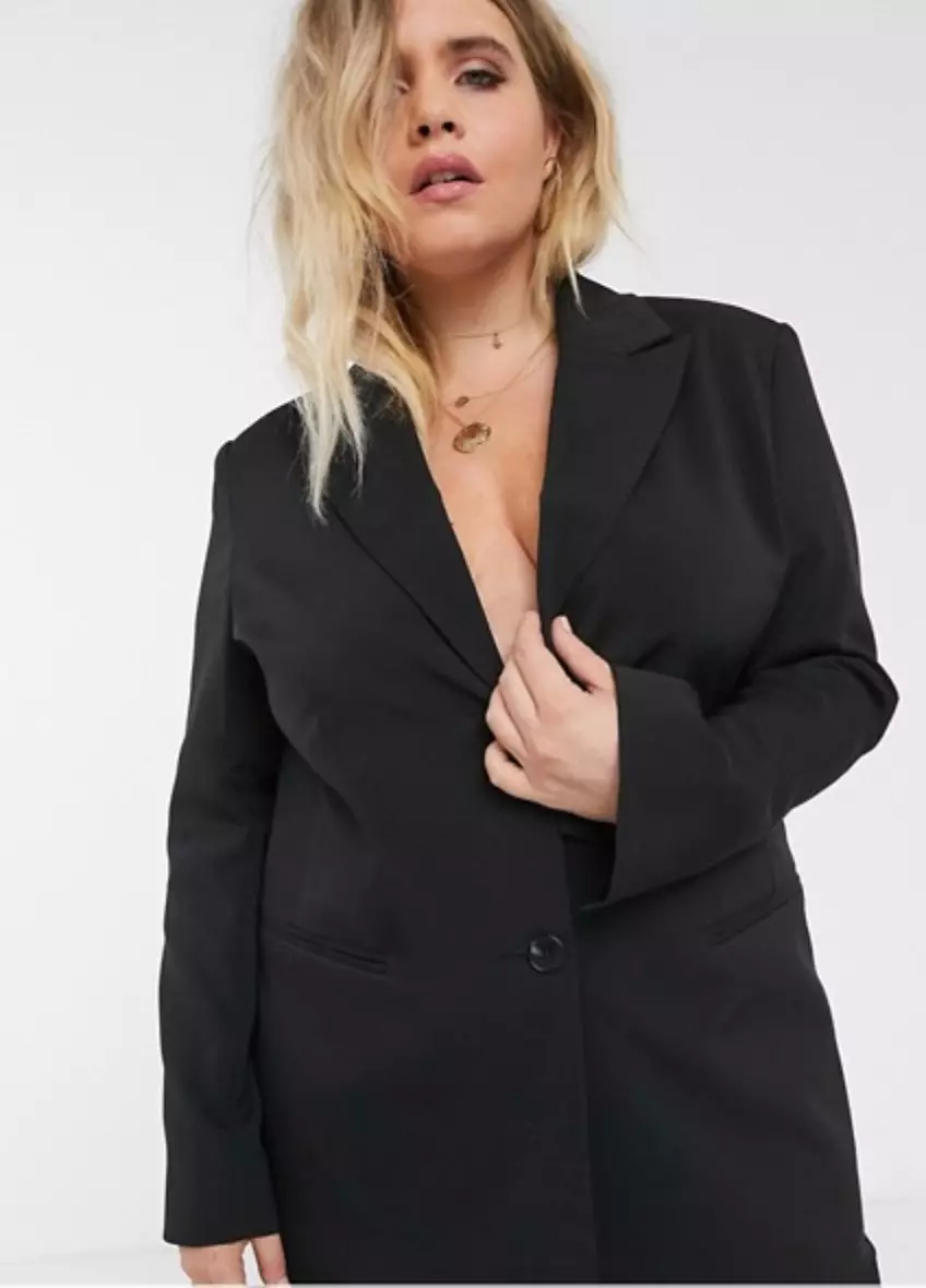 ASOS DESIGN Curve Pop Suit Blazer fekete színben