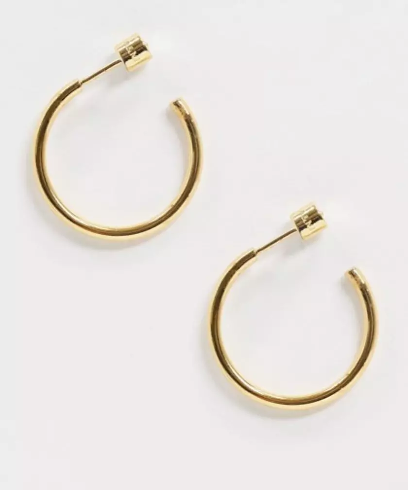 ក្រវិល Astrid & Miyu Chunky Hoop ជាប្រាក់ Sterling ជាមួយស្រោបមាស