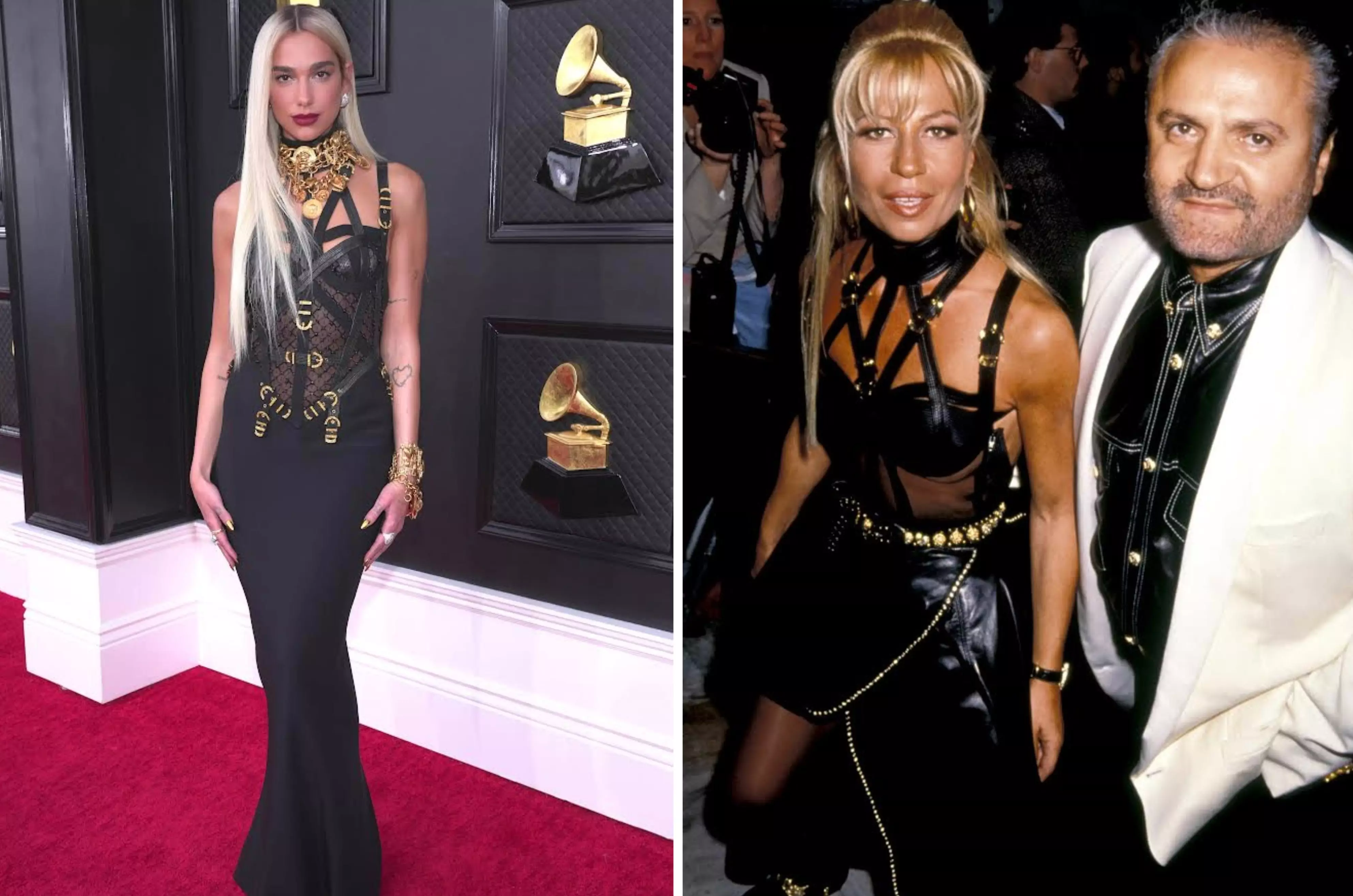 Ny endriky ny Grammy an'i Dua Lipa dia Versace Vintage tamin'ny taona 90, nataon'i Donatella tenany