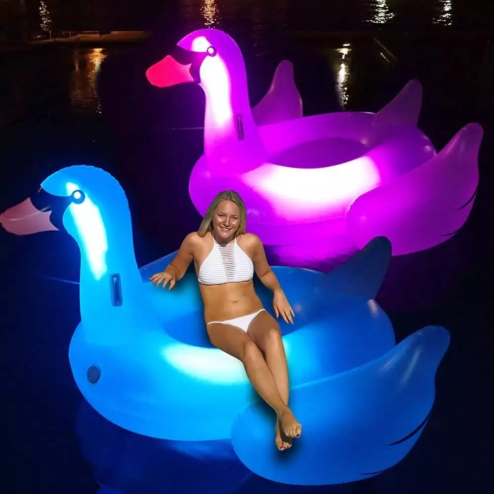 Swimline Giant LED Light-Up Swan Swimming Pool Opeopea, 2-Paki