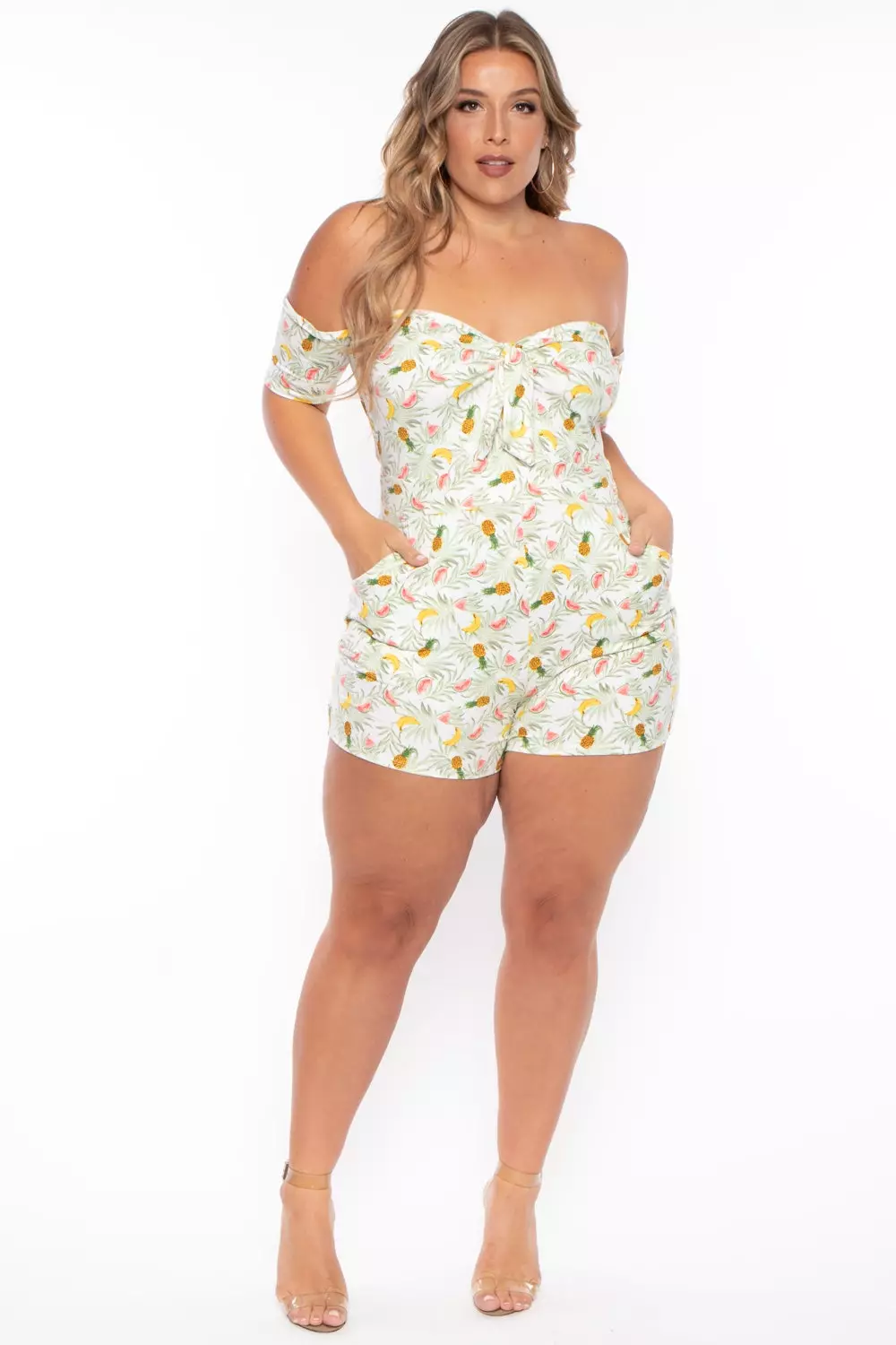 Plus Size Pynappel Das-Voorkant Rompers