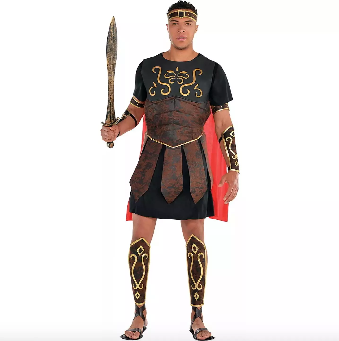 Dale Moss droeg een Romeins centurionkostuum voor Party City.