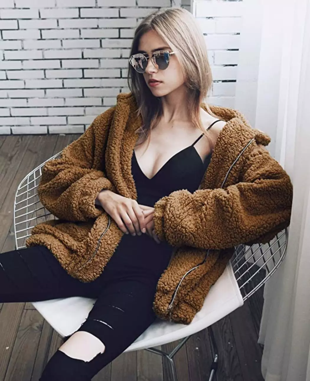 PRETTYGARDEN mākslīgā Shearling jaka