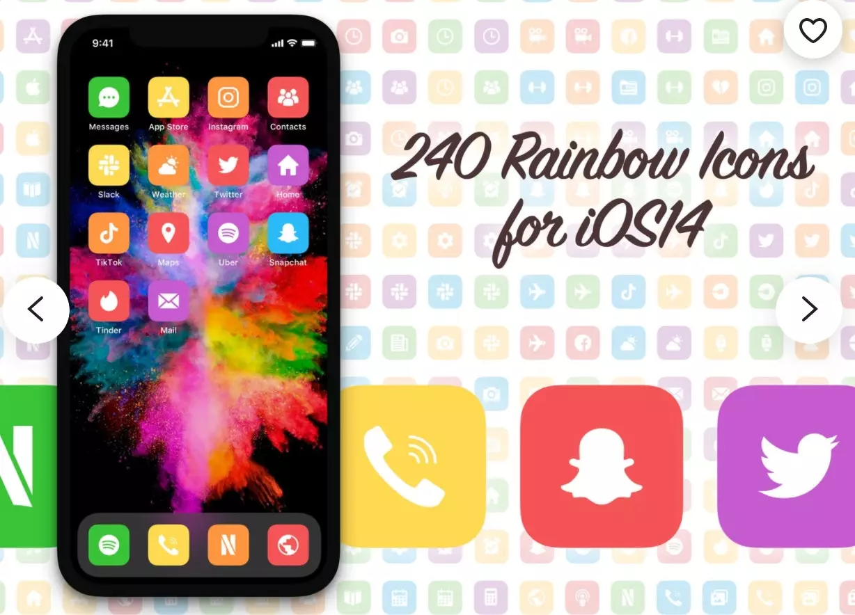 Rainbow Style App Icon Covers for iPhone Home Screen