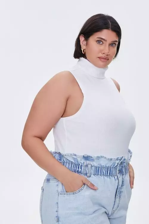 Zgornji del z rebrastim ovratnikom Forever 21 Plus Size