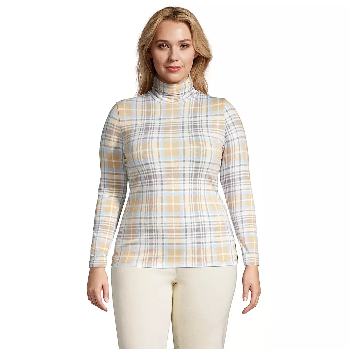 Plus Size Lands' End Lightweight муҷаҳҳаз остин Long Turtleneck