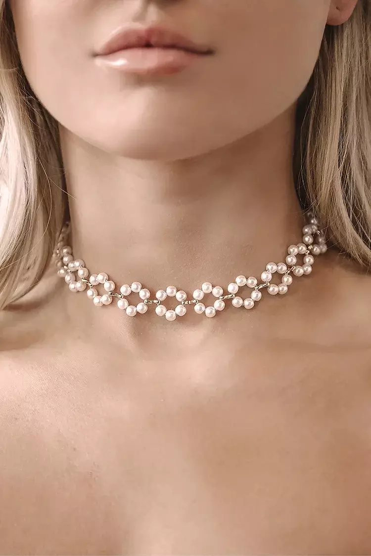 Каралі Mariposa 14KT Gold Pearl Choker