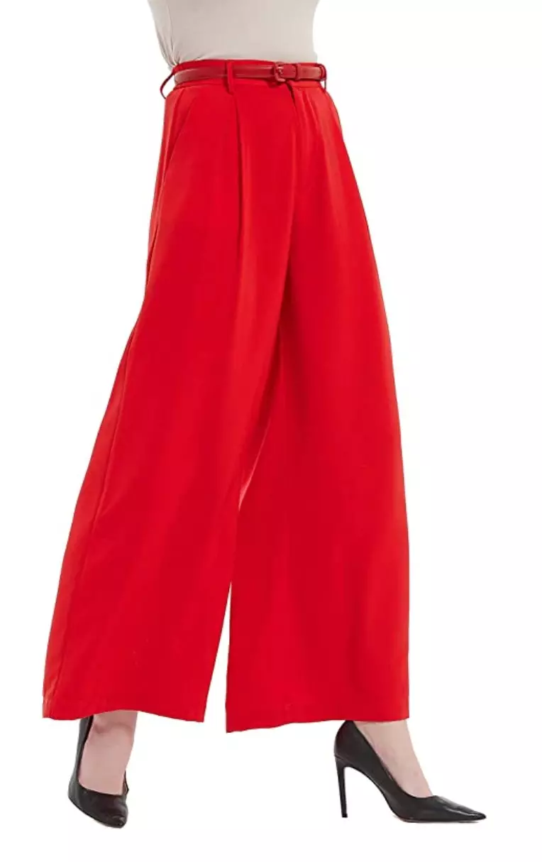 Tronjori Women High Waist Corr Leathan Cosa Fada Palazzo Pants