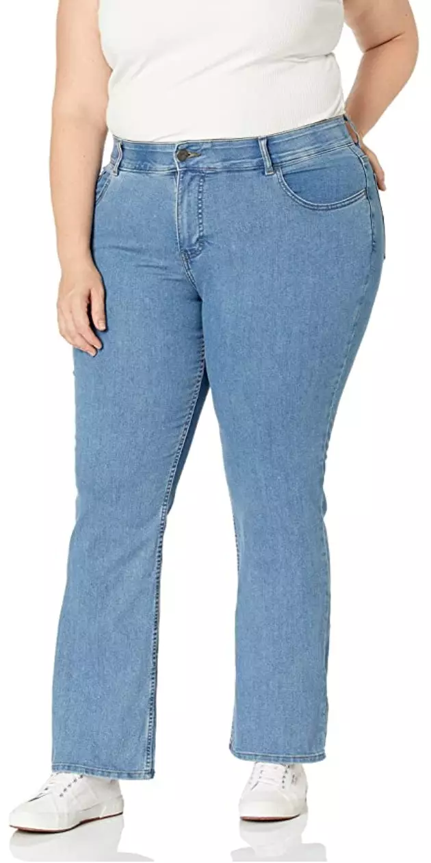 Marcaigh le Lee Indigo Méid Móide na mBan Stretch No Gap Waist Bootcut Jean