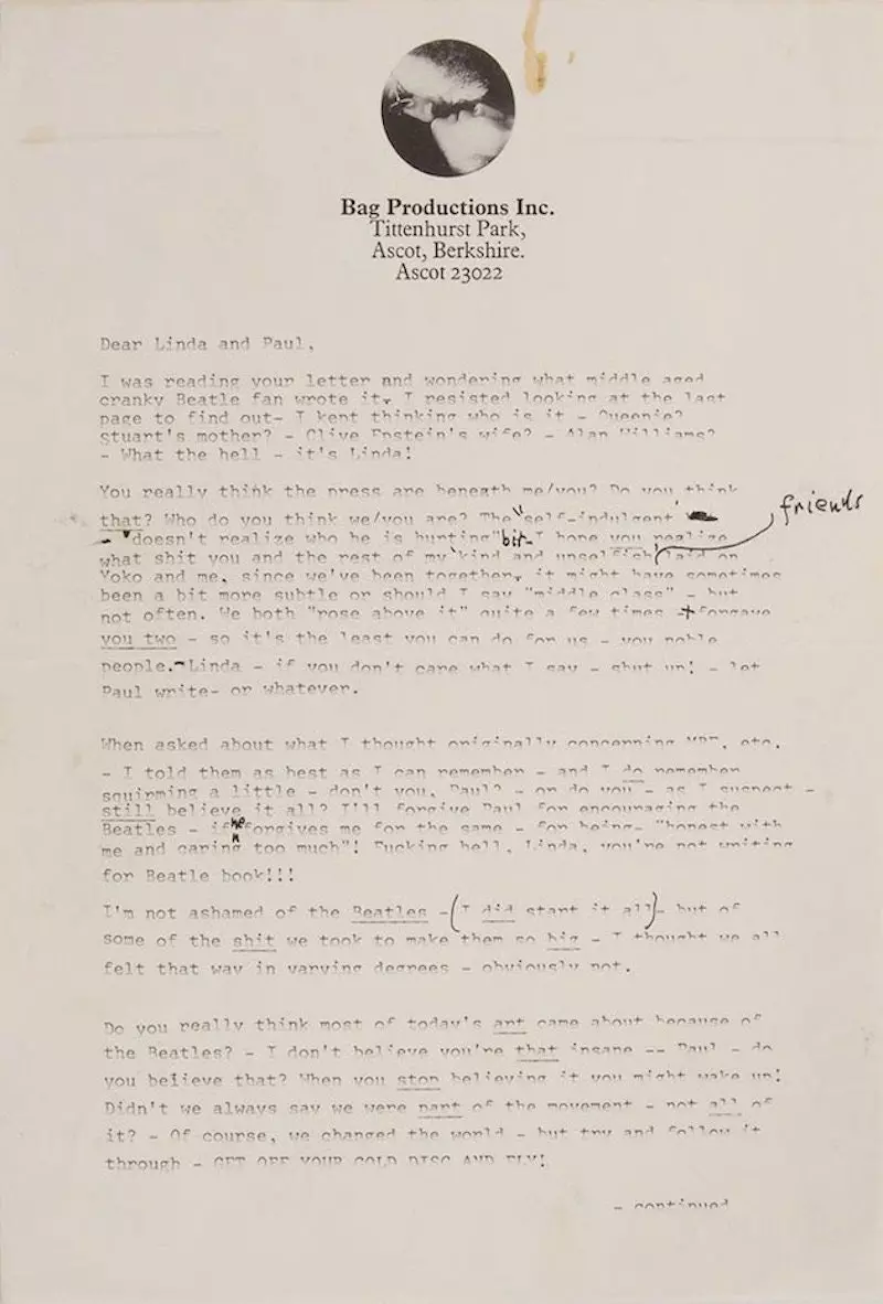 Yeni Ortaya Çıkan John Lennon Mektubu Beatles Bölünmesinin Gerçek Nedenini Açıklayabilir 126846_1