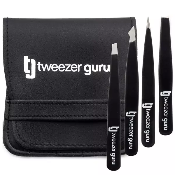 مجموعة ملقط الحاجب Tweezer Guru (مجموعة من 4 قطع)