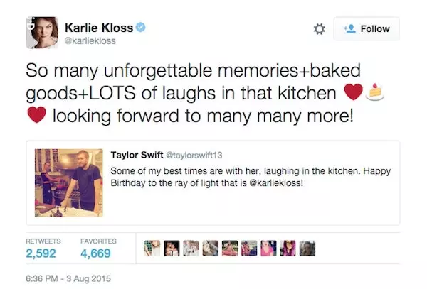 Le message de Taylor Swift pour l'anniversaire de Karlie Kloss fait flipper ses fans 134309_3