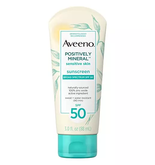 Aveeno מסנן קרינה רגיש לעור מינרלי חיובי SPF 50