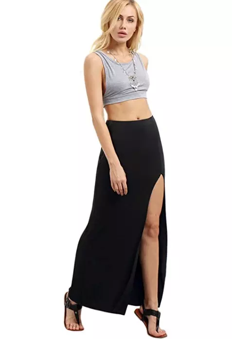 Verdusa High Waist Side Split Maxi Skirt