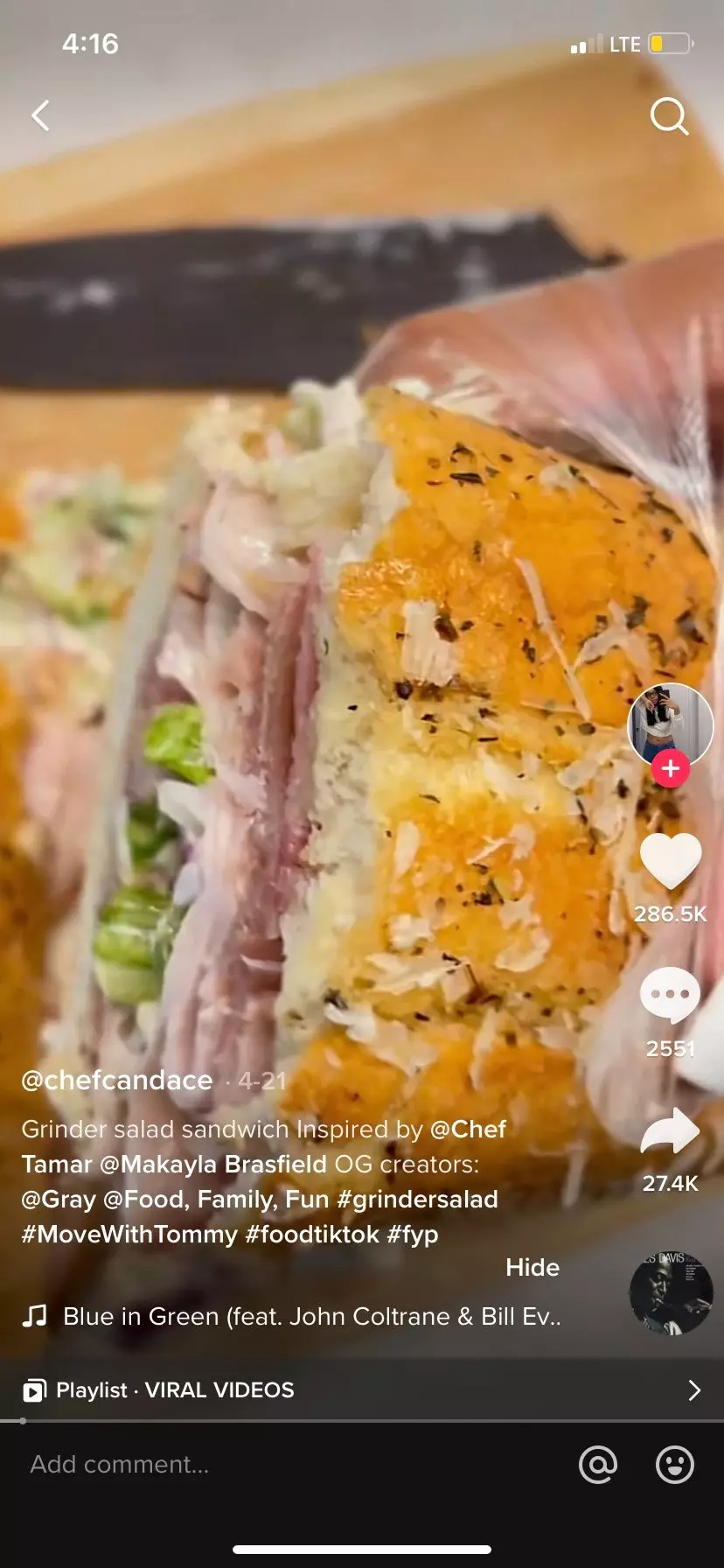 Sanduíche de salada de moedor TikTok inclui esta receita do usuário do TikTok @ChefCandace.