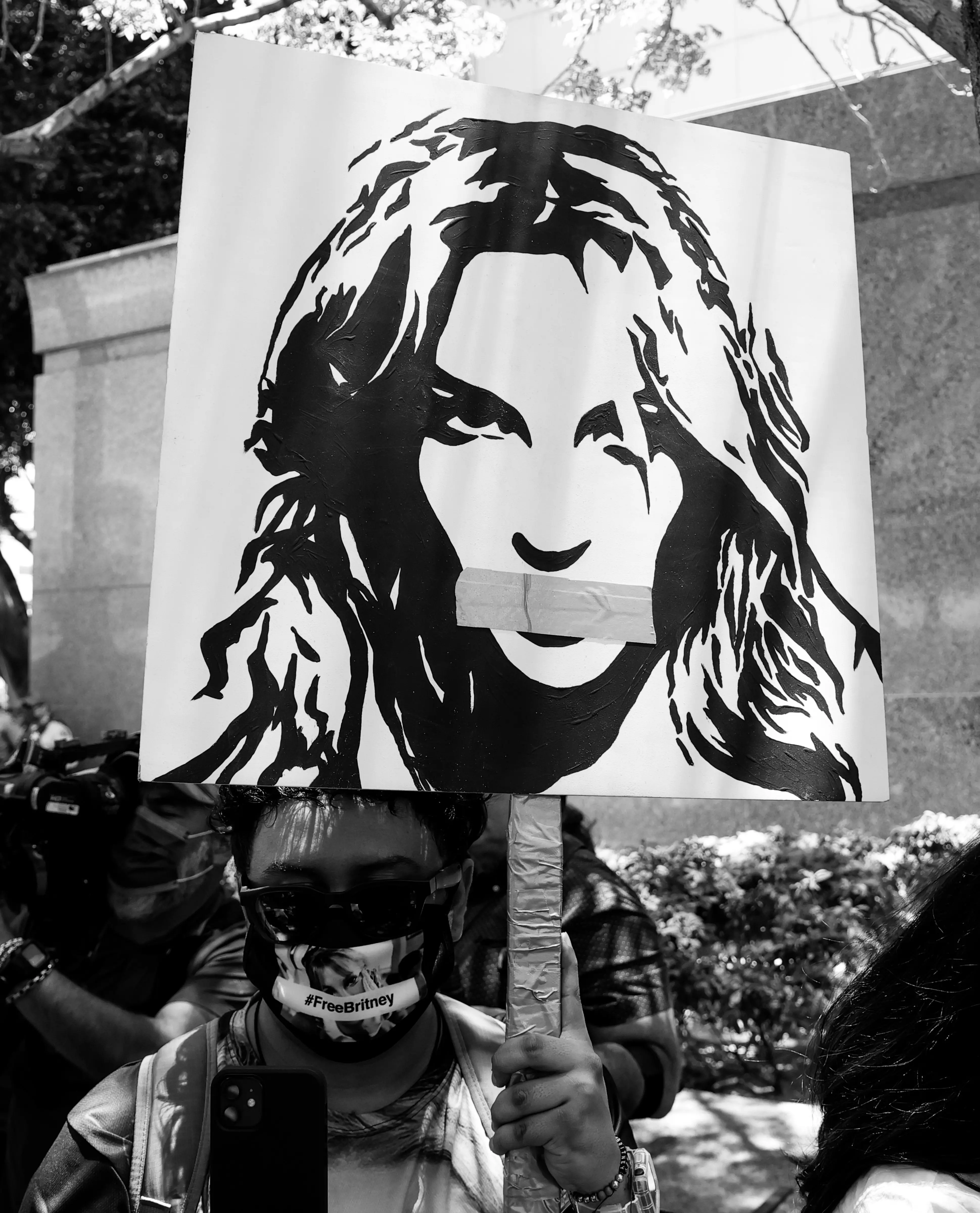 #FreeBritney-aktivisten protestearje by Los Angeles Grand Park tidens in harksitting foar konservatorium foar Britne ...