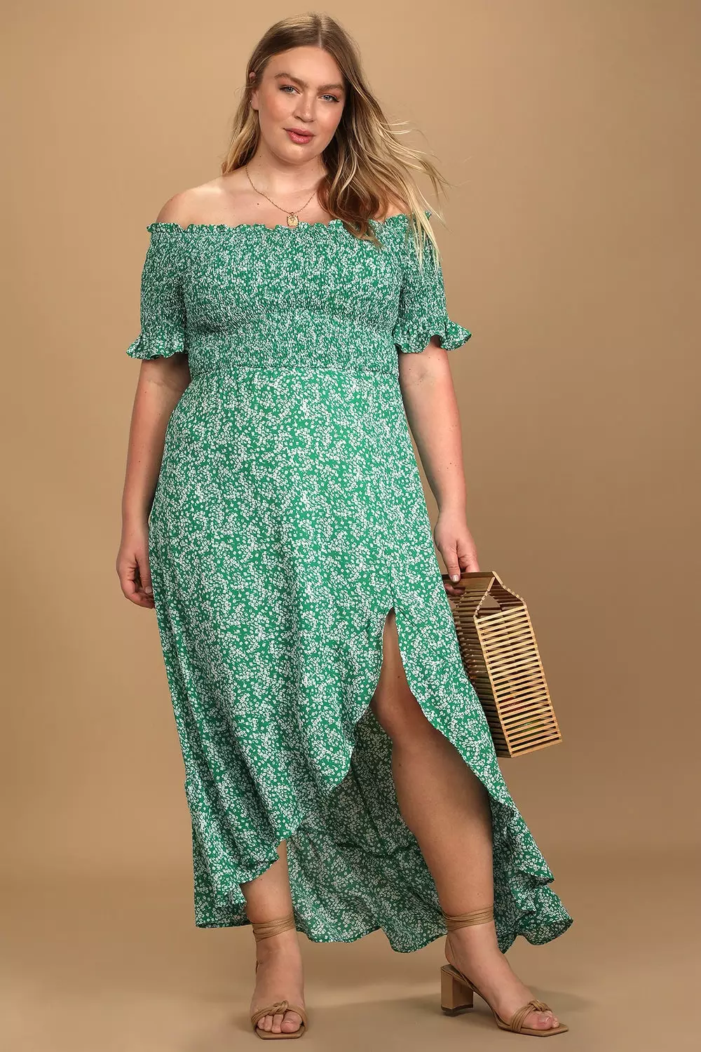 Vestido midi con estampado floral verde de Fleur-tation