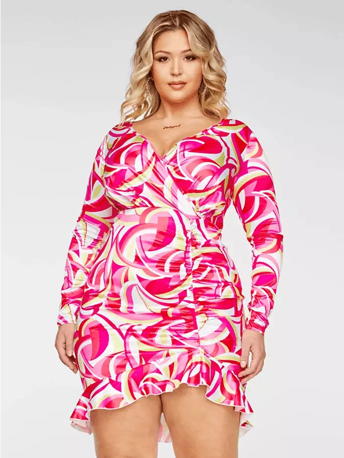 Heather Print Ruffle Hem Lebbiska