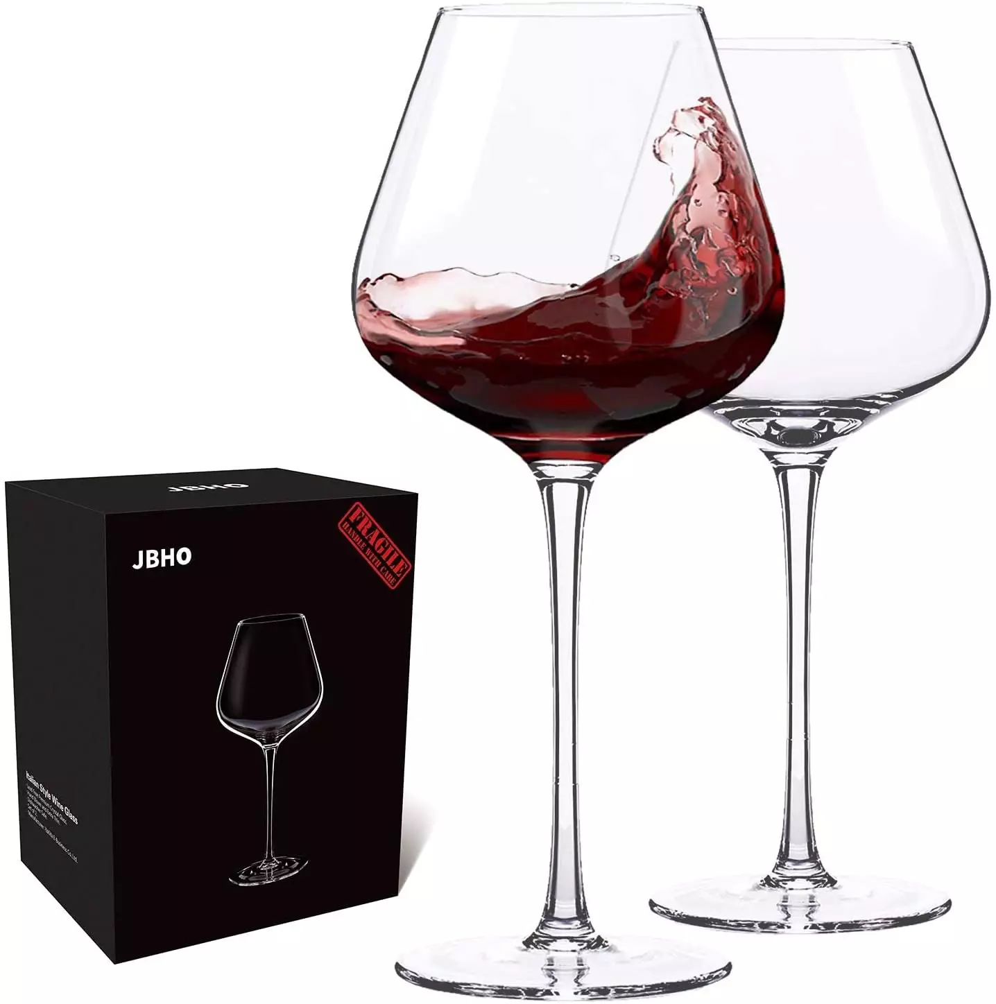 Isandla esivuthelweyo sesiTaliyane Isimbo seCrystal Burgundy Wine Glasses