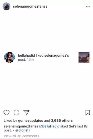 İnstaqramdakı bu təfərrüat Bella Hadid və Selena Qomezin durduğu yer haqqında çox şey açır 53900_1