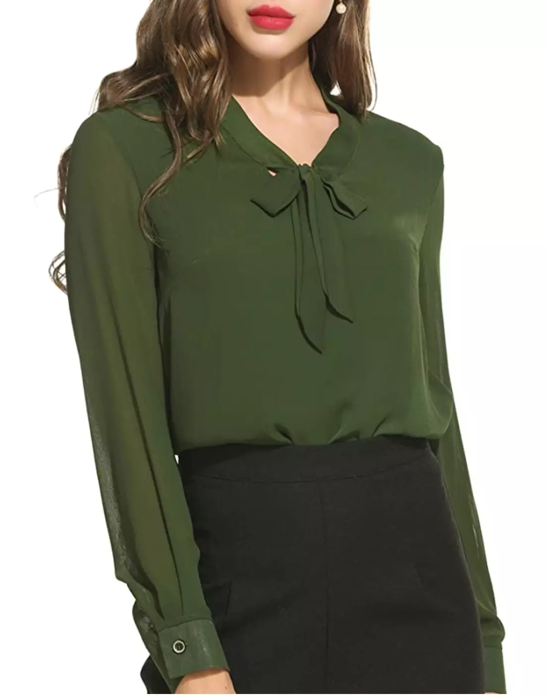 ACEVOG Bow Tie Chiffon Blouse