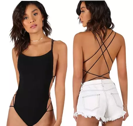 Verdusa Strappy Backless Bodysuit |