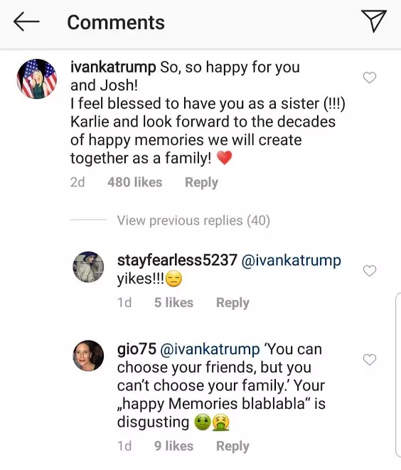 Il commento di Ivanka Trump sul post di fidanzamento di Karlie Kloss ha davvero incazzato i fan 64432_3