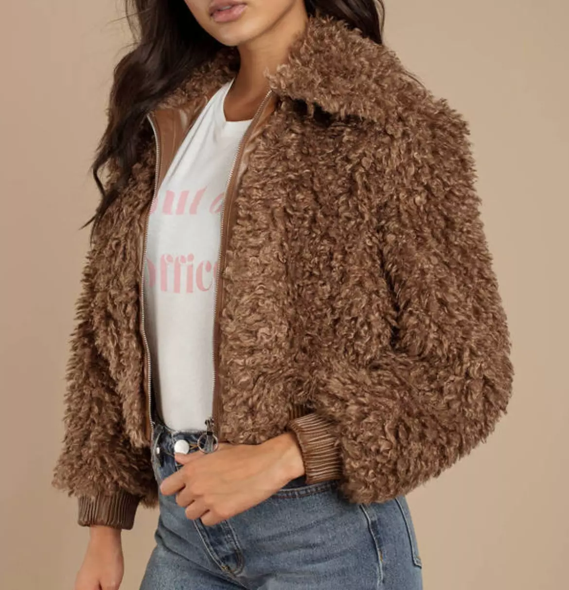 Astr Phoenix Mocha Faux Fur Jacket