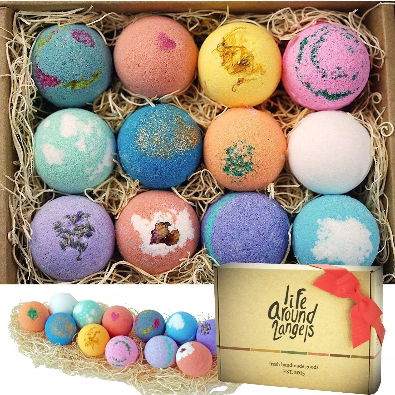 LifeAround2Angels Bath Bombs گفٽ سيٽ (12 جو سيٽ)