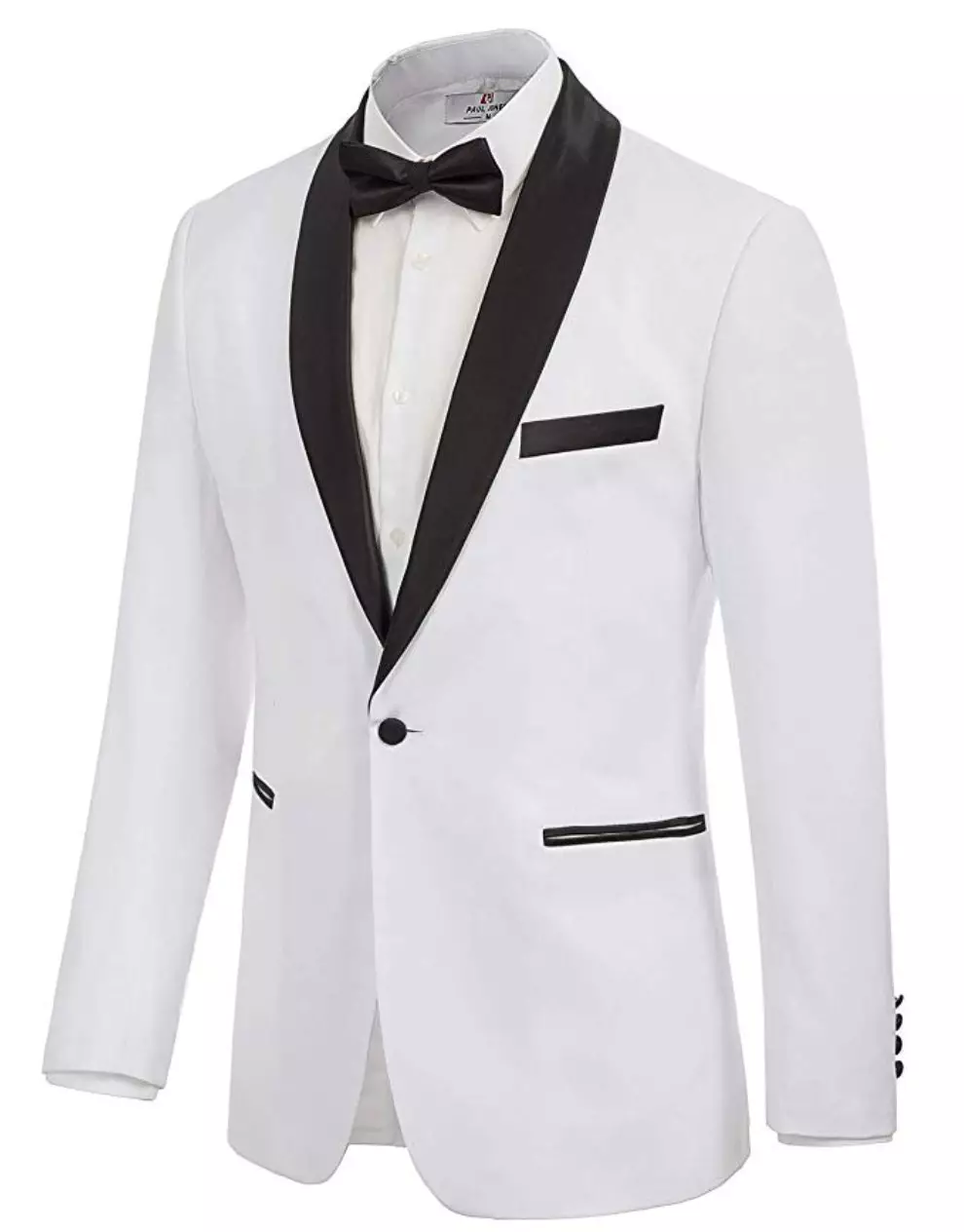 Paul Jones Prom Tuxedo Jacket Satin Shawl Lapel Slim Fit Blazer Suit.