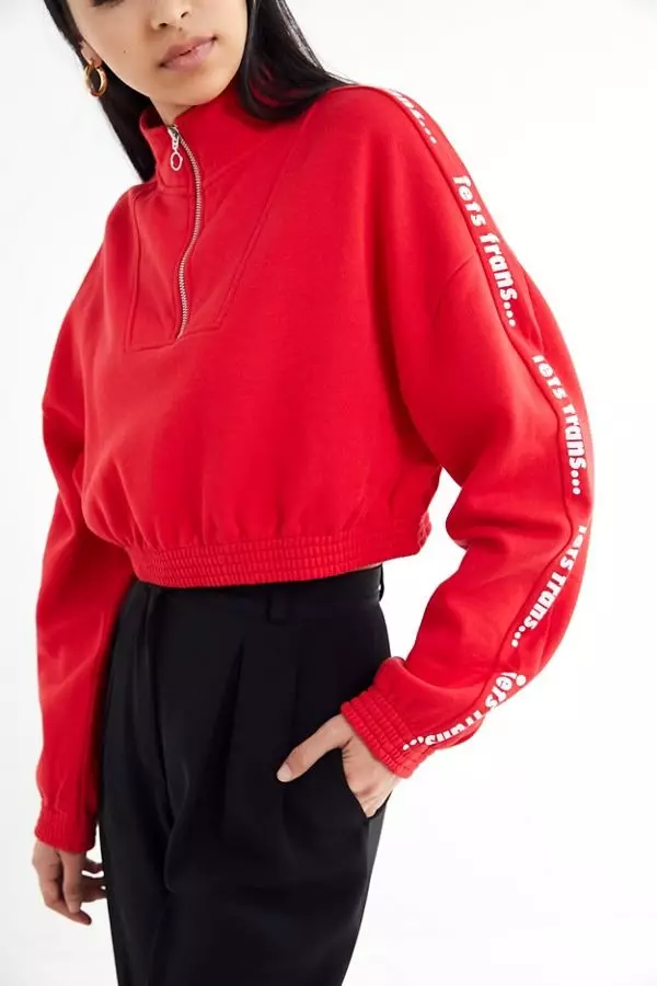 iets frans… Half-Zip Cropped Sweatshirt