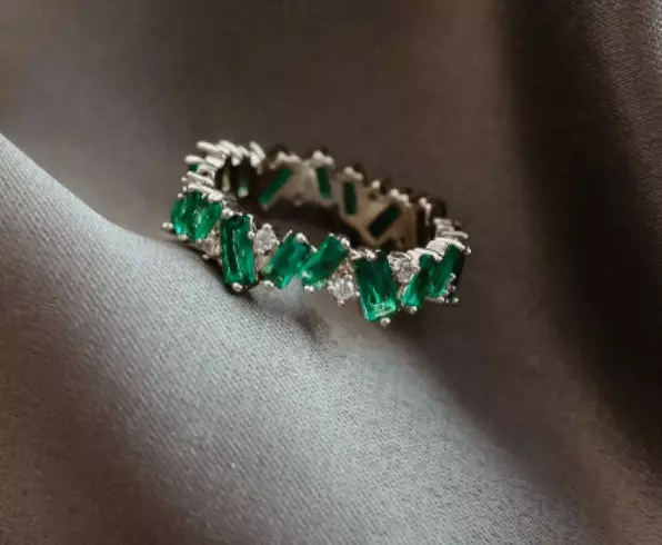 18K CZ Crystal, симуляцияланған жасыл изумруд сақинасы