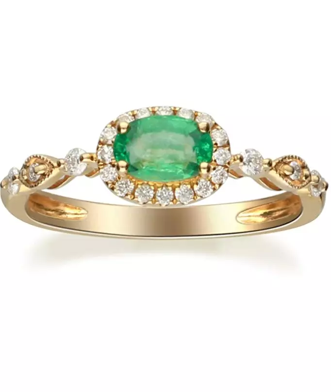 Oval-Cut Emerald 14K Mama Auro