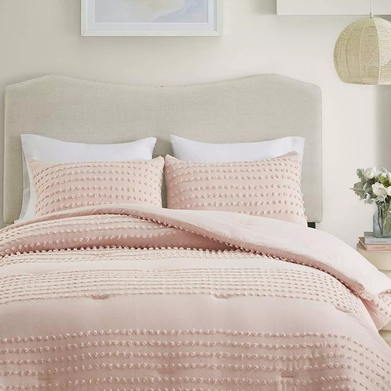 Comfort Spaces Jacquard Pom Tufts dynesæt (3 dele)