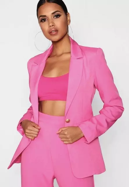 Pink Plunge One Button Blazer