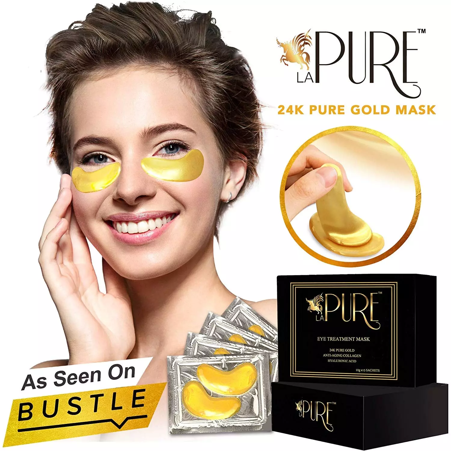 LA PURE 24K Limaske tsa Kalafo ea Mahlo a Khauta (Lipara tse 15)