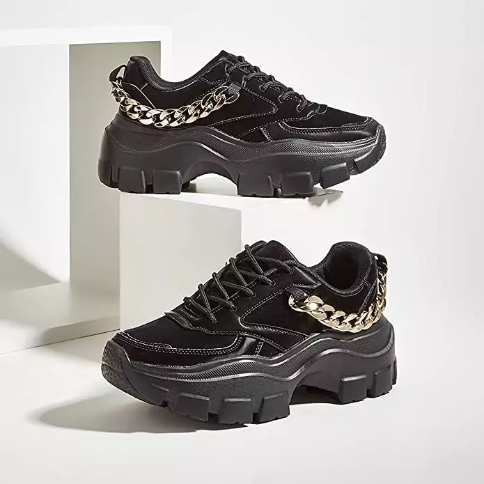 Lucky Step Chain Detail Platforms Sneakers